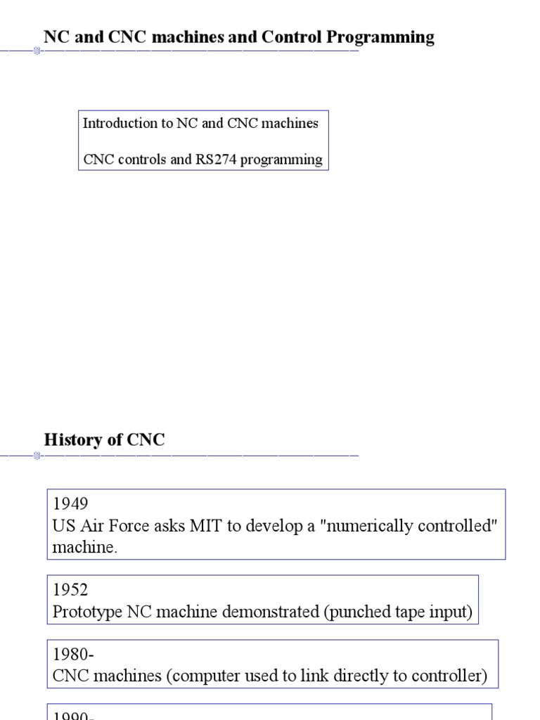 Introduction To NC and CNC Machines CNC Controls and RS274 Programming | PDF | Numerical Control ...
