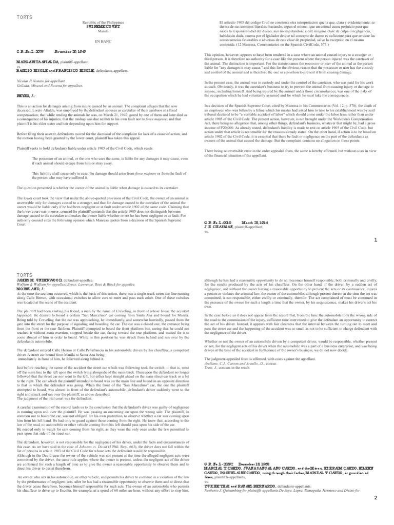 Torts Cases | Download Free PDF | Negligence | Damages