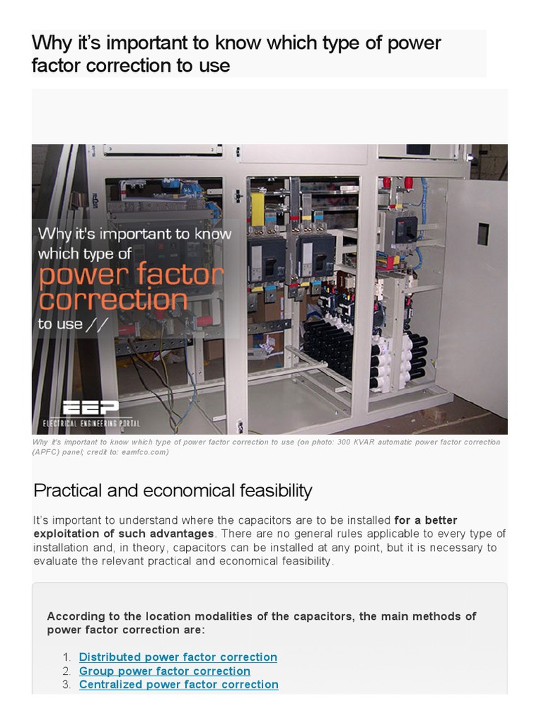 Power Factor Correction Guide | PDF | Ac Power | Capacitor