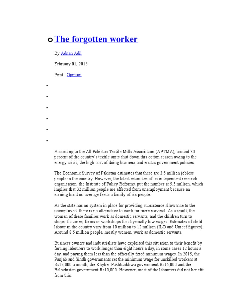 The Forgotten Worker | PDF | Unemployment | Social Science