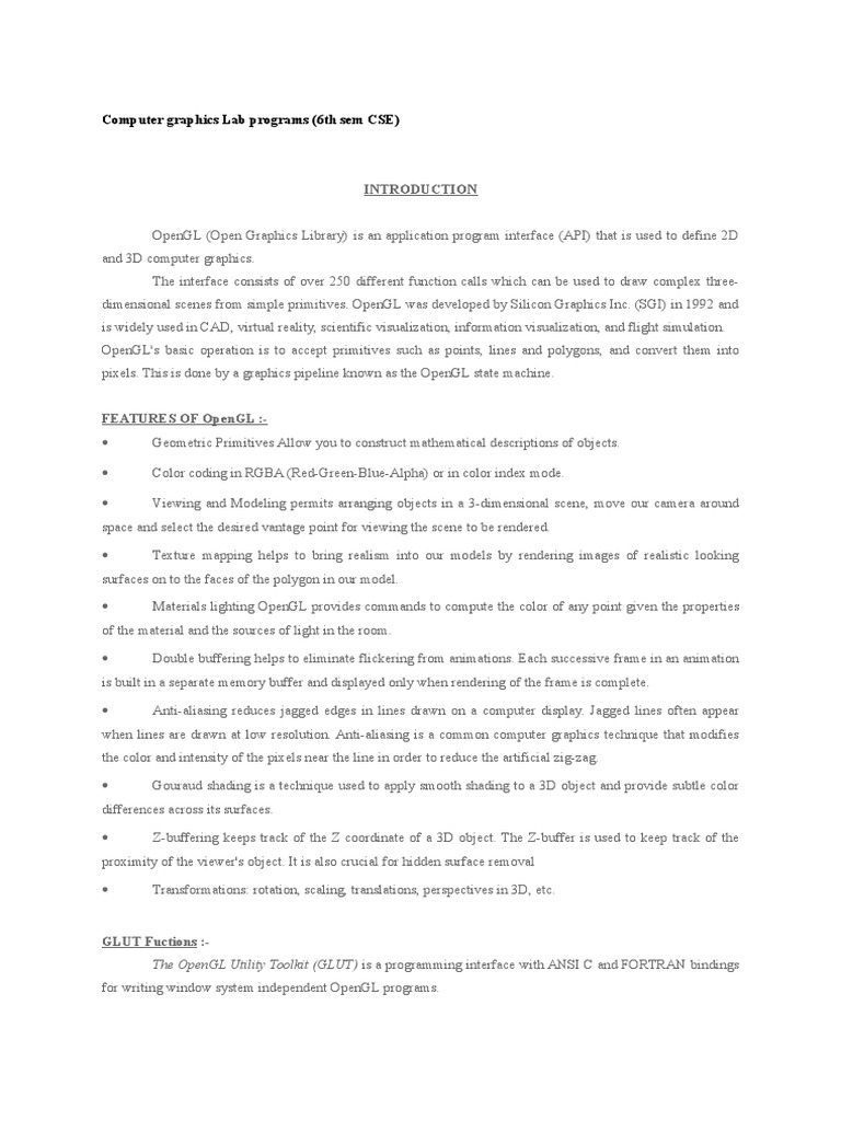 CG Help Manual | PDF | Computer Graphics | Rendering (Computer Graphics)