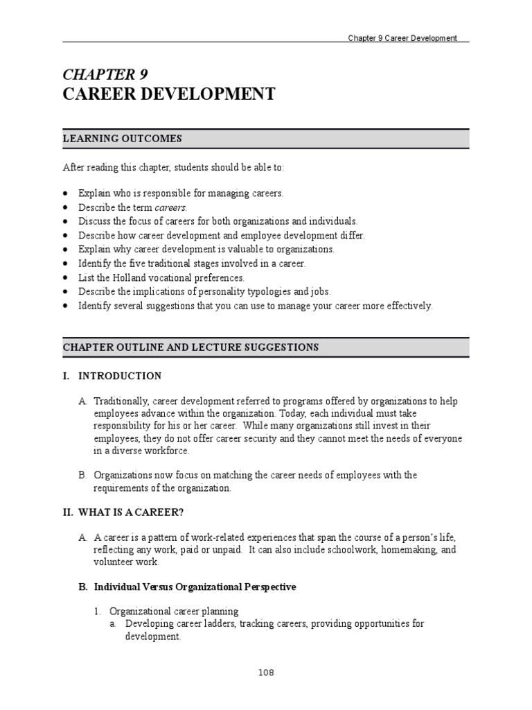 Career Development: Learning Outcomes | PDF | Mentorship | Employment