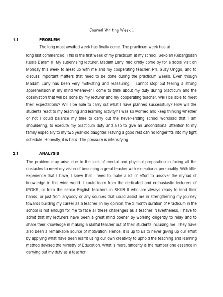 Overcoming Challenges of the First Week: A Reflective Journal on ...