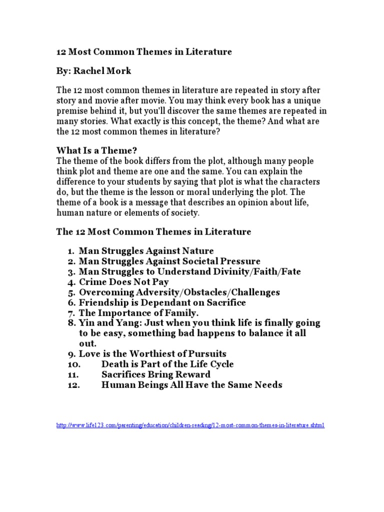 Common Themes in Literature | PDF