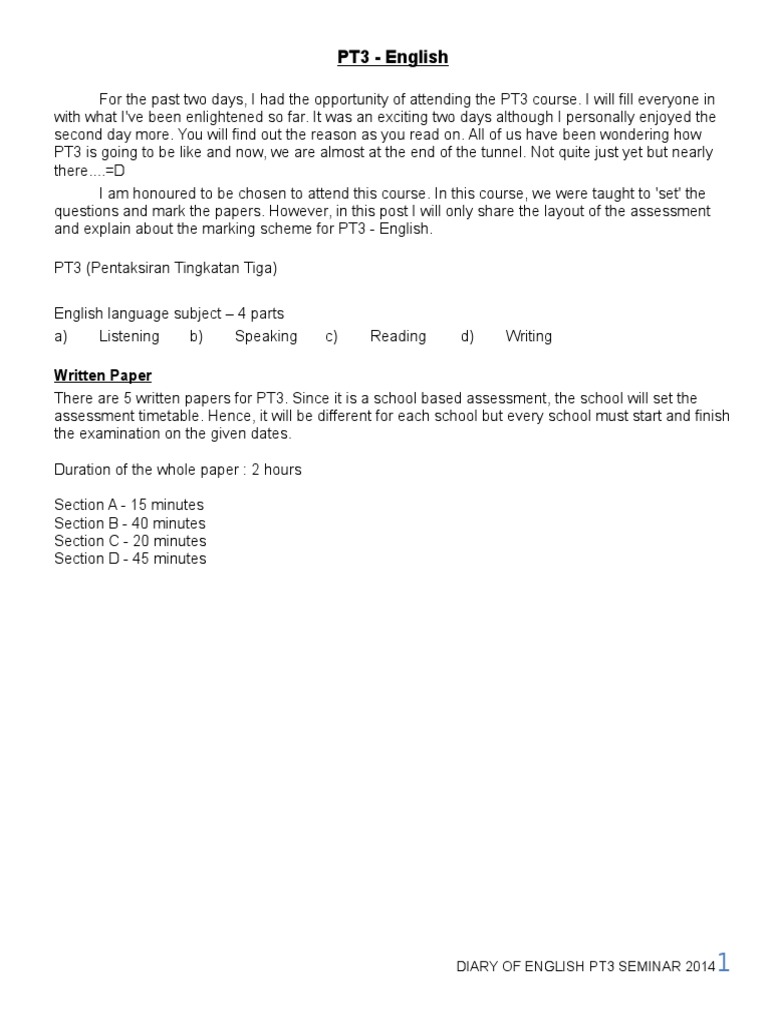 Pt3 English Marking Scheme | PDF | English Language | Question