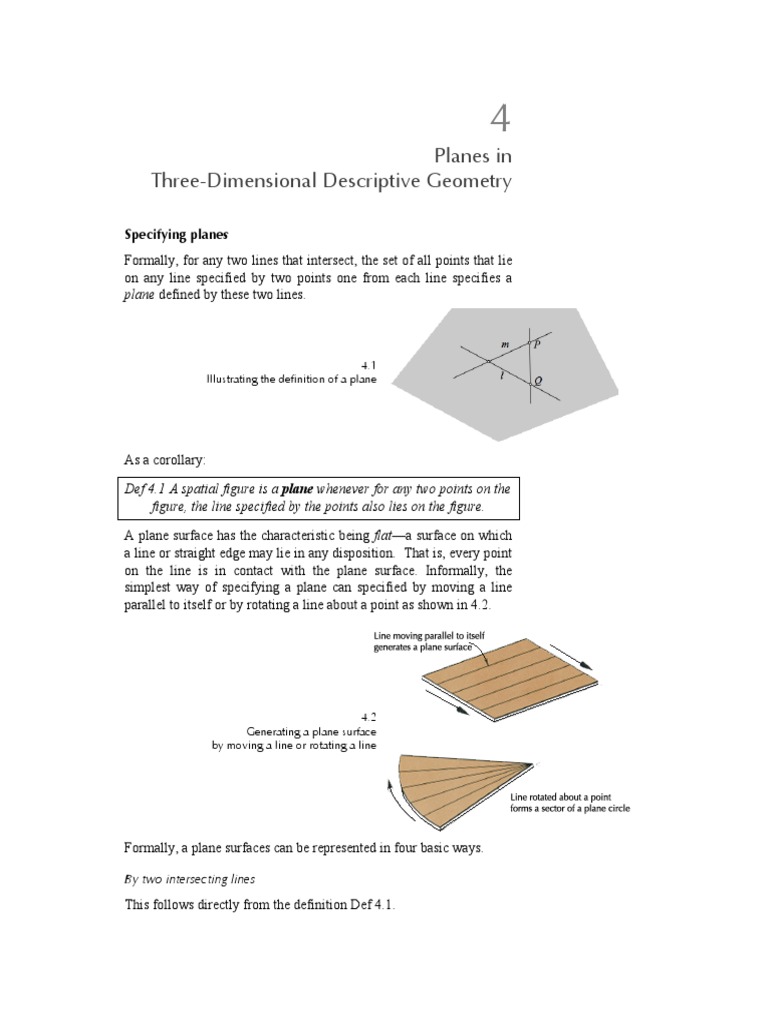 Planes in Three-Dimensional Descriptive Geometry | PDF | Line (Geometry ...