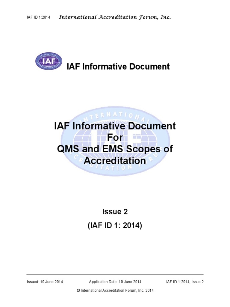 Iaf Id 1 Qms Ems Codes 20140610 | PDF
