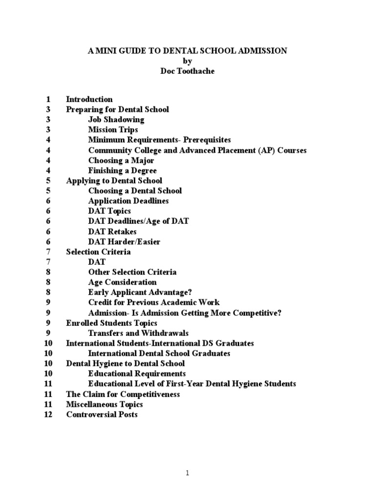 A Mini Guide to Dental School Admission 4-5-13 | University And College ...
