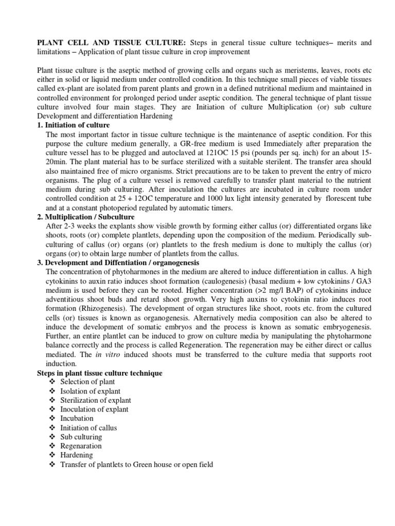 Unit II Plant Tissue Culture | PDF | Sterilization (Microbiology) | Auxin