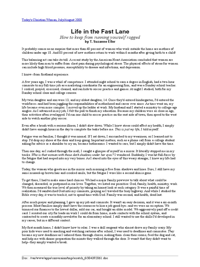 Life in The Fast Lane - Ladies | PDF | Sleep | Prayer