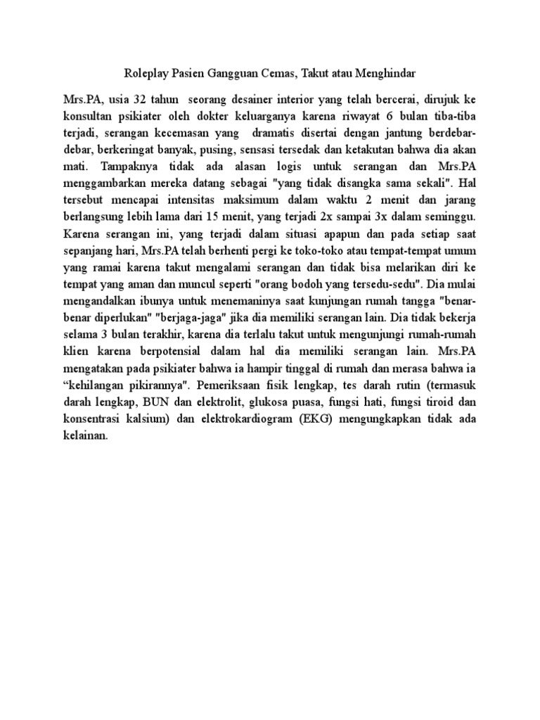 Roleplay Gangguan Cemas | PDF