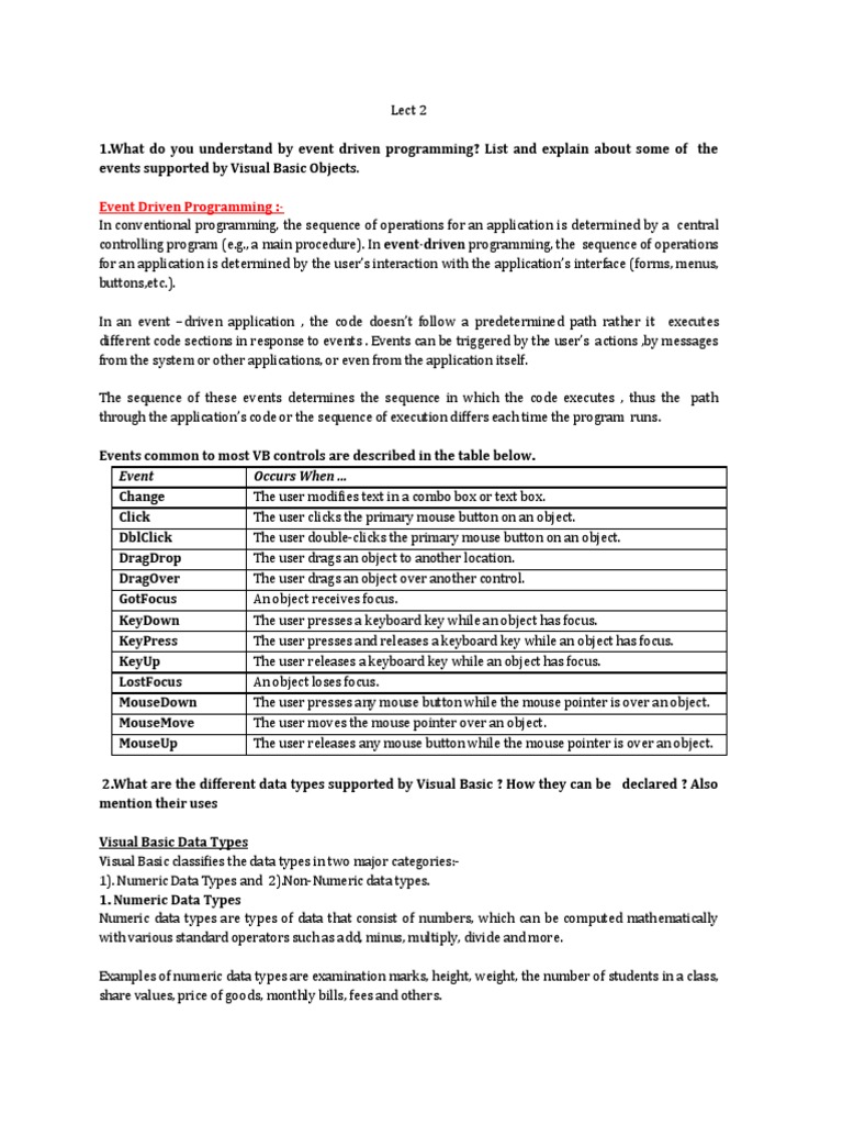 Event Driven Programming Pdf Array Data Type Data Type
