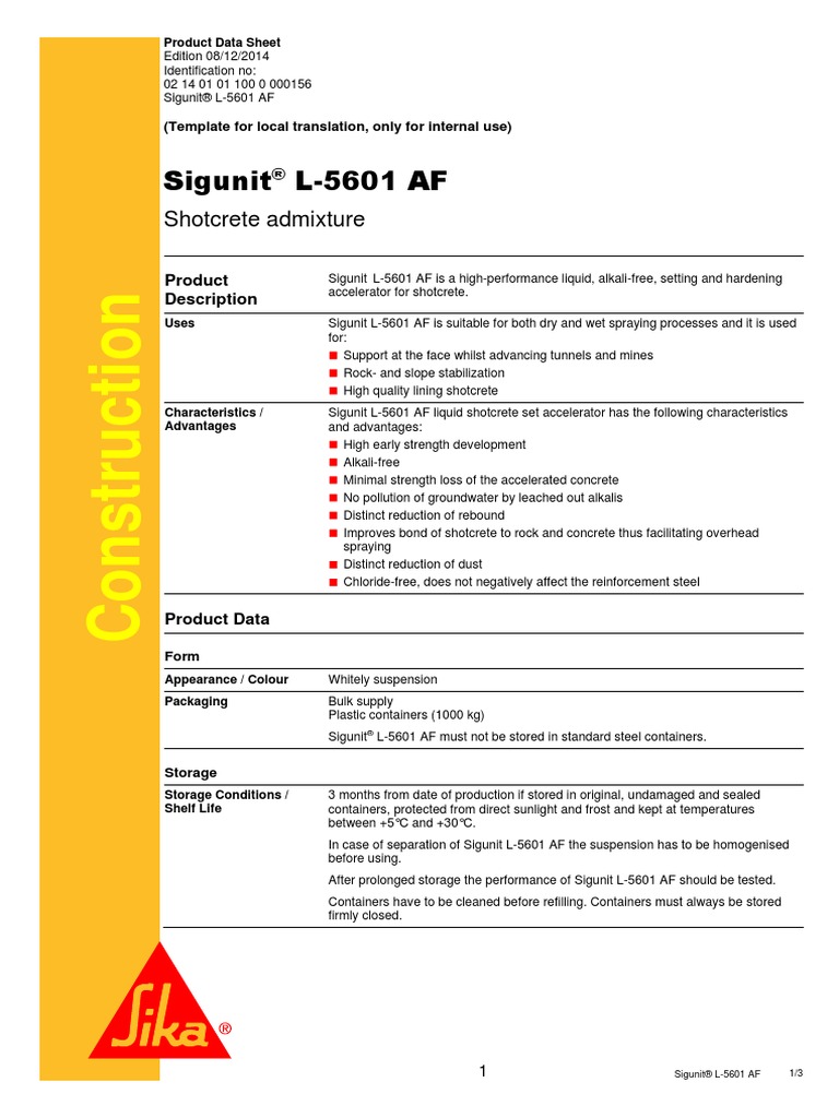 Pds Sigunit L-5601 Af | PDF | Sheet Metal | Concrete