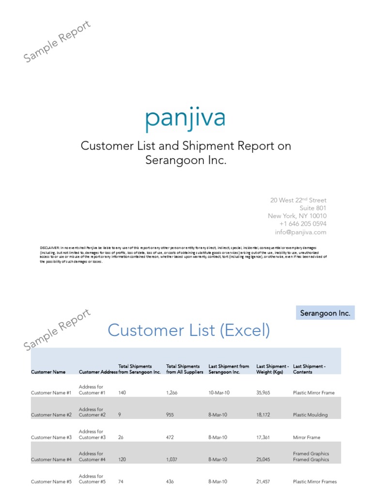 Panjiva Customer and Shipment Report SAMPLE | PDF | Damages | Business