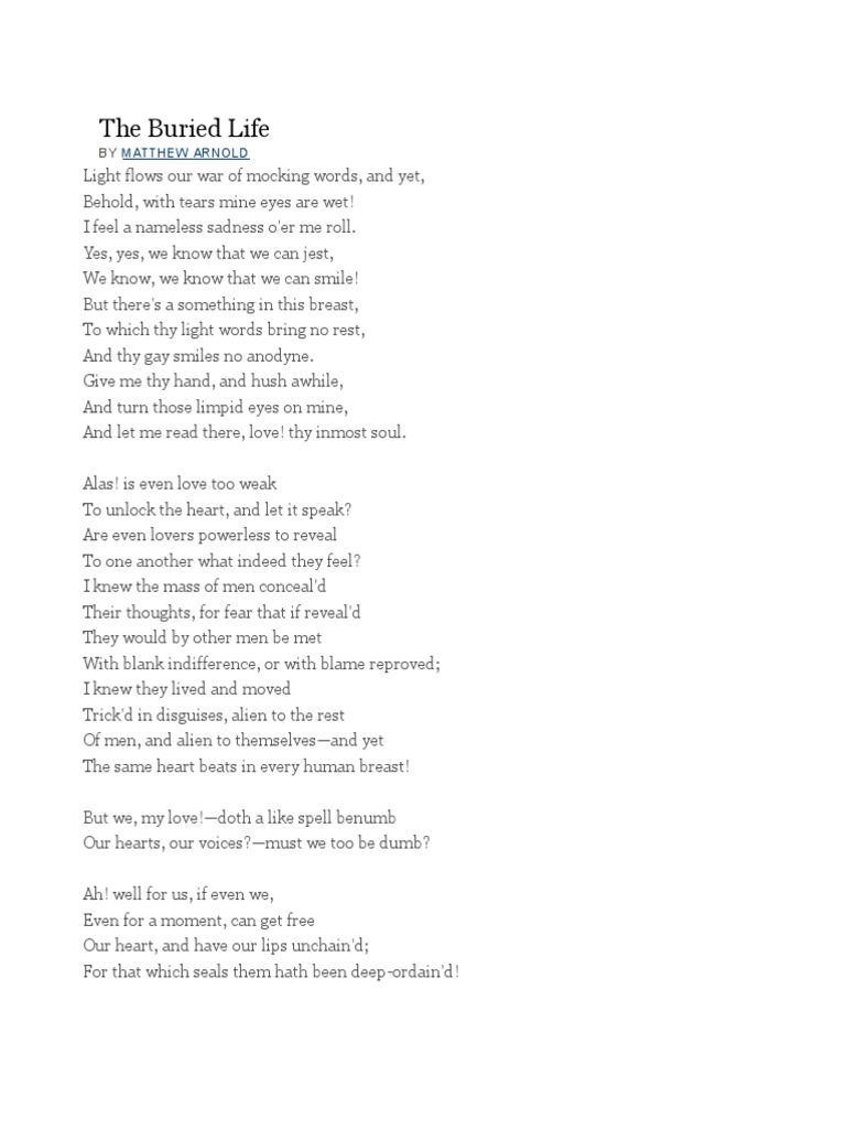 The Buried Life: Matthew Arnold | PDF