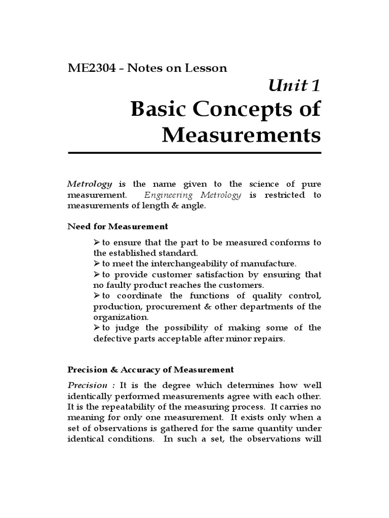 Engineering Me Trology Measurements | Download Free PDF | Accuracy And ...