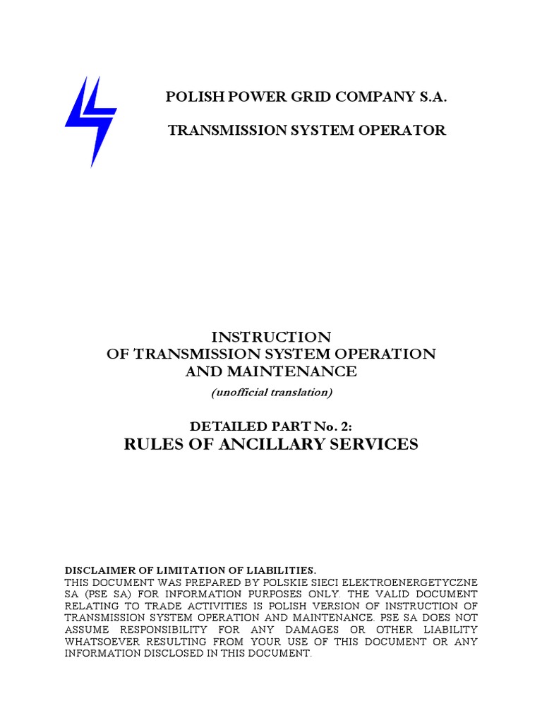 Ancillary Services Requirements in Poland | PDF | Power Station ...