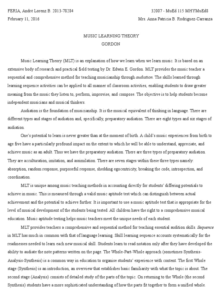 MLT (Gordon) PDF | PDF | Music Education | Learning