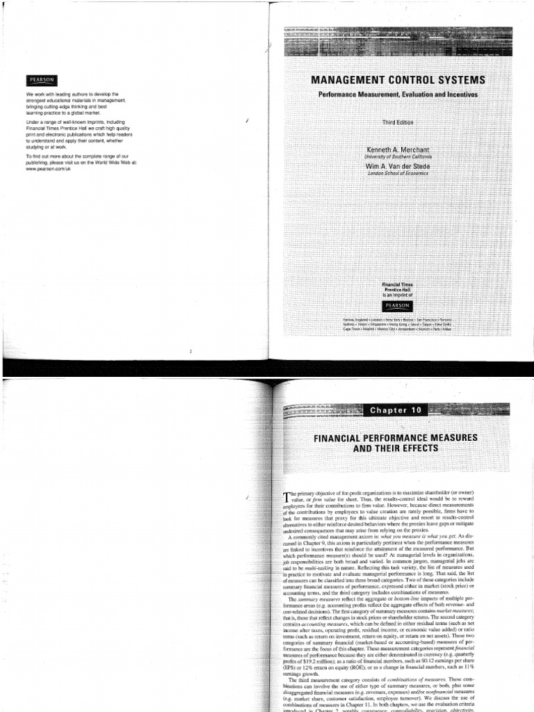 Merchant, K Van Der Stede, W. Management Control Systems. Cap. 10 | PDF