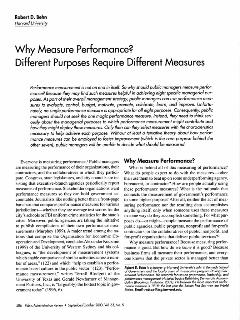 Performance Measurement in Public Management | PDF
