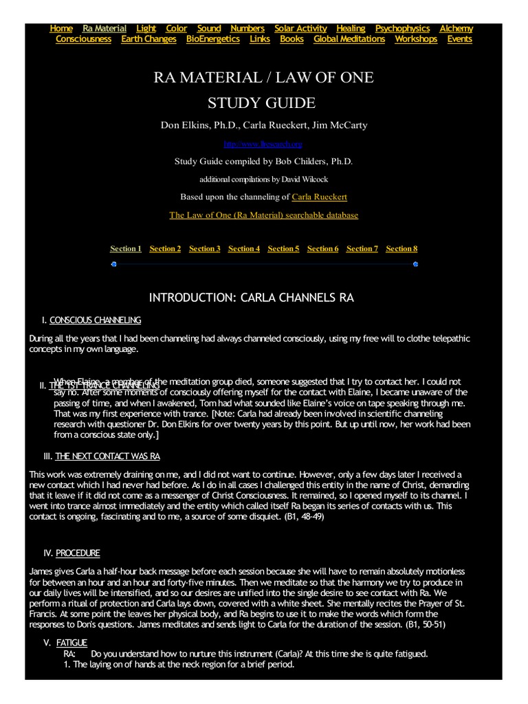 The Law of One Study Guide - Section 1 | PDF | Mind | Self