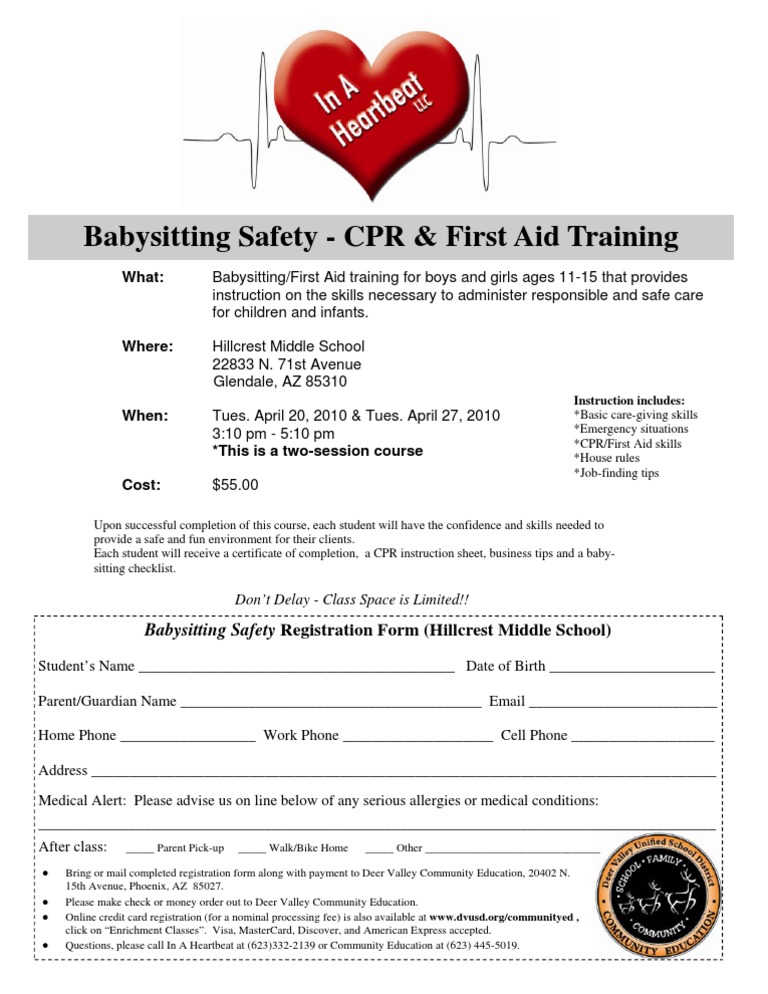 Babysitting Safety - CPR & First Aid Training: What | PDF | First Aid ...