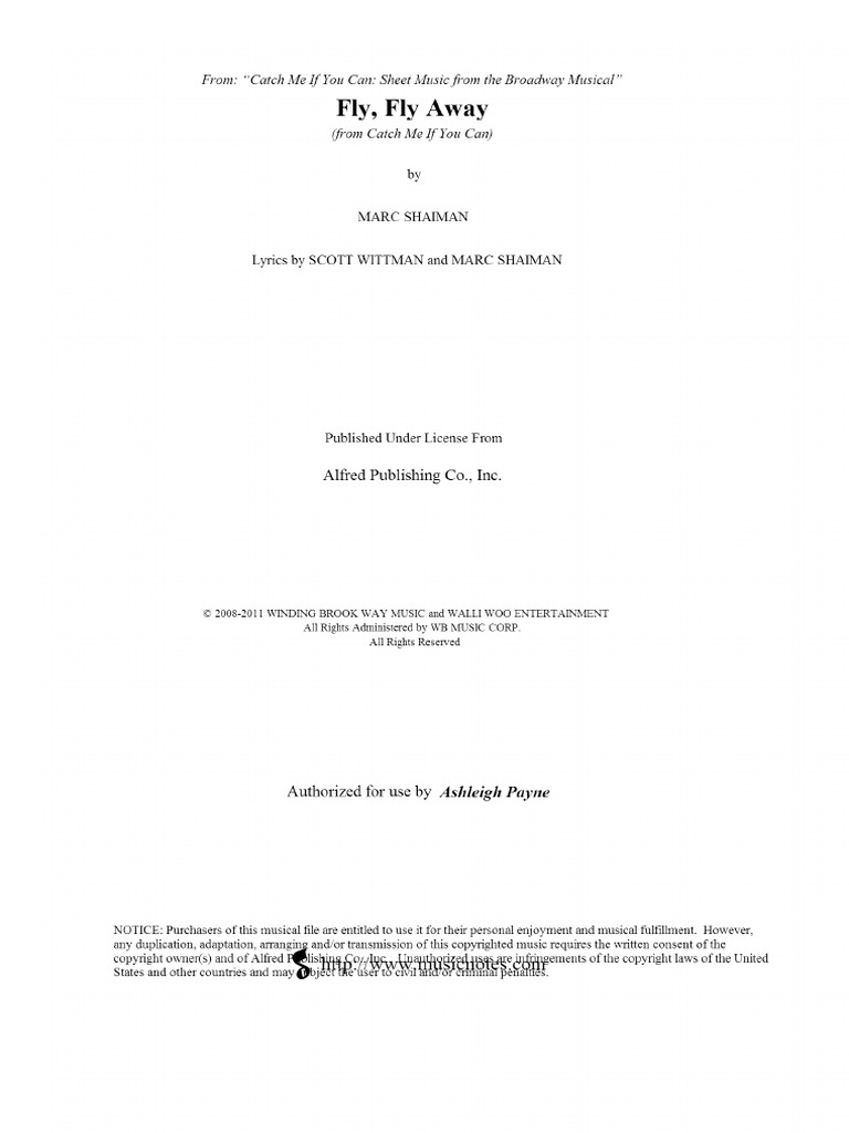 Fly, Fly Away-Catch Me If You Can PDF | PDF