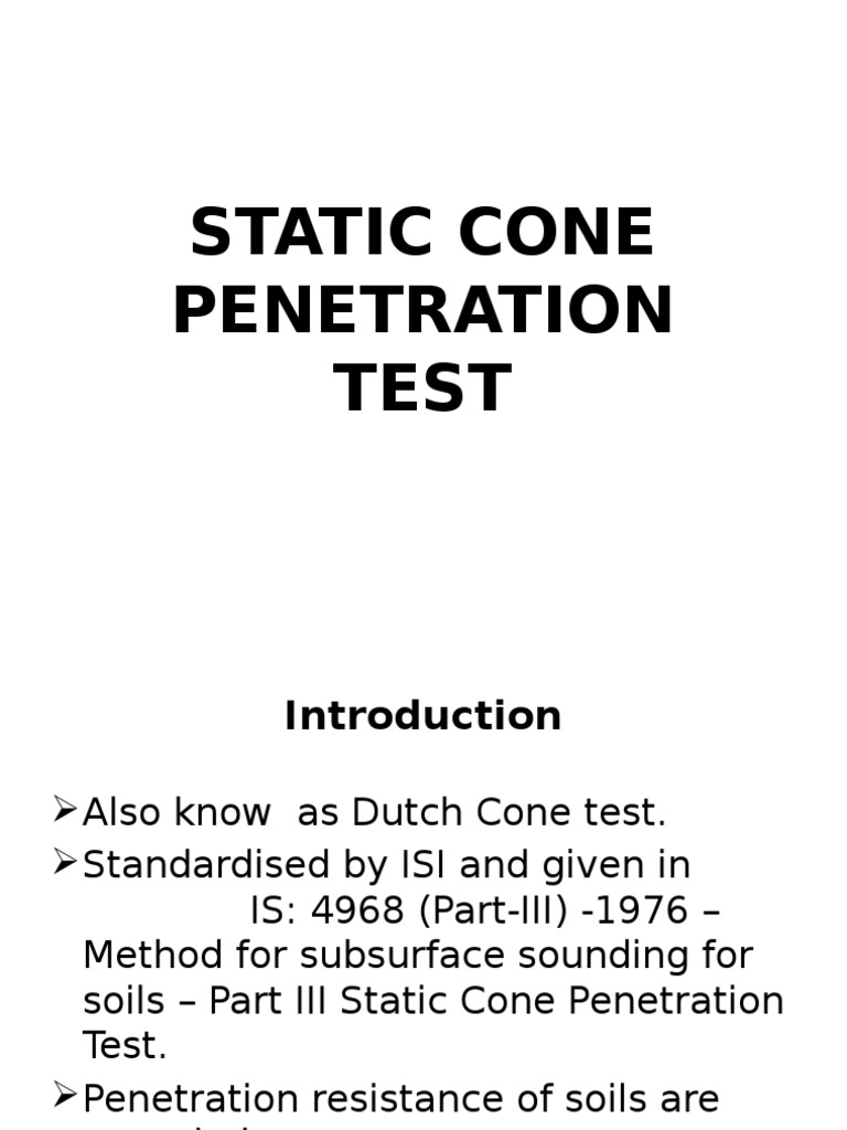 Static Cone Penetration Test Presentation | PDF