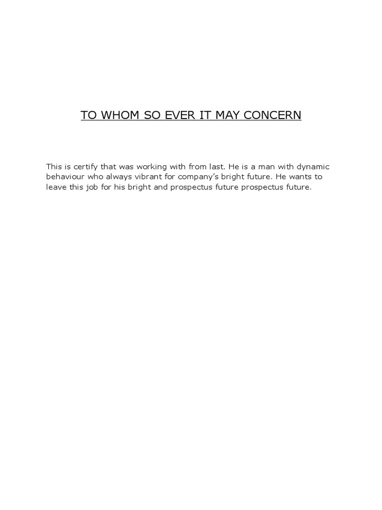 To Whom So Ever It May Concern | PDF