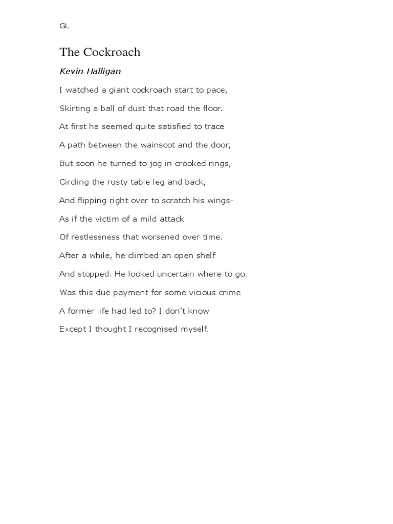 The Cockroach Analysis | PDF | Empathy | Poetry