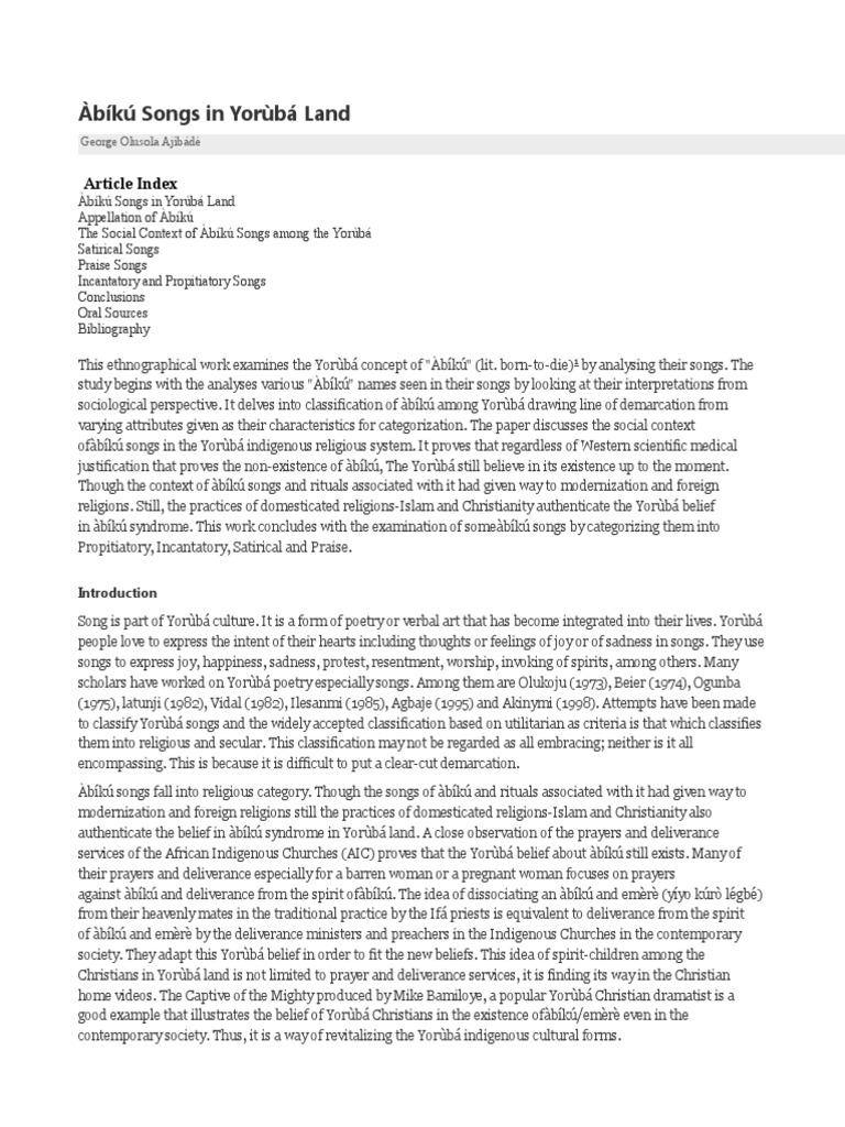 Abiku | PDF | Witchcraft | Rituals