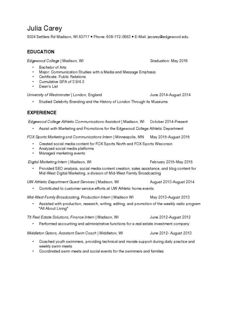 Julia Carey - Resume | PDF | Social Science