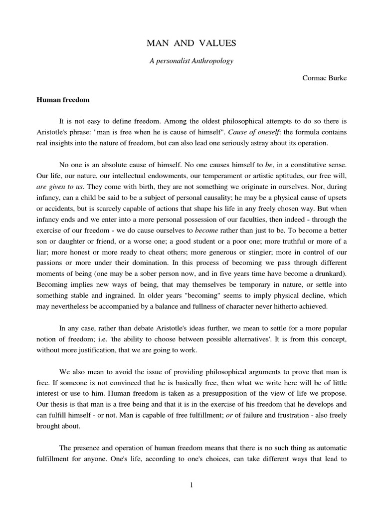 Man's Freedom and Values Exploration | PDF | Free Will | Causality