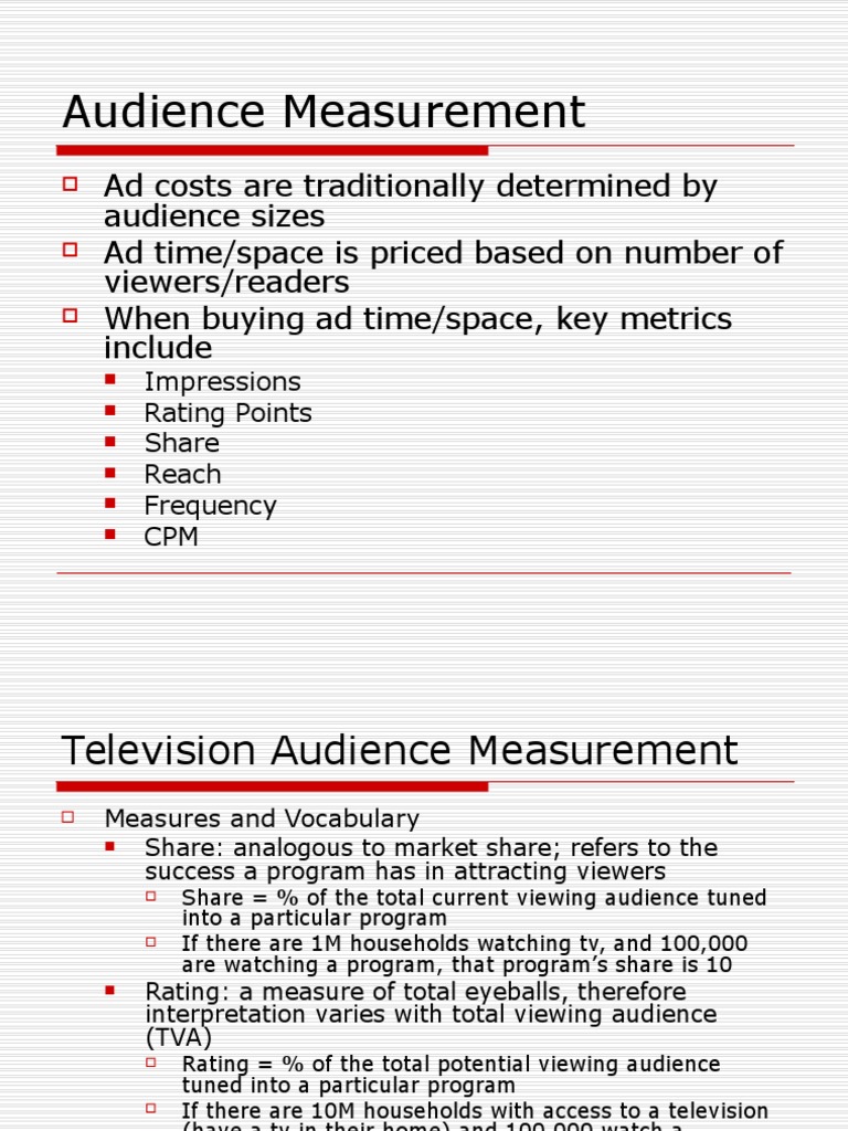 Media Audience Metrics Guide | PDF | Nielsen Ratings | Audience Measurement
