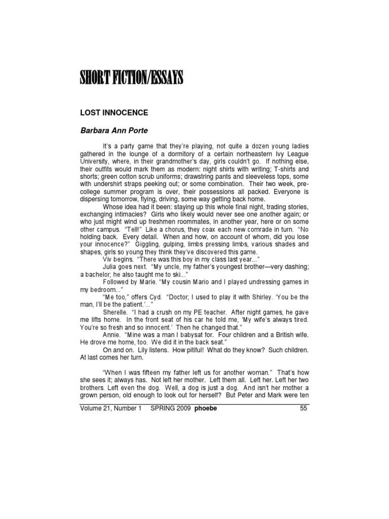 Short Fiction/Essays: Lost Innocence | PDF | Leisure