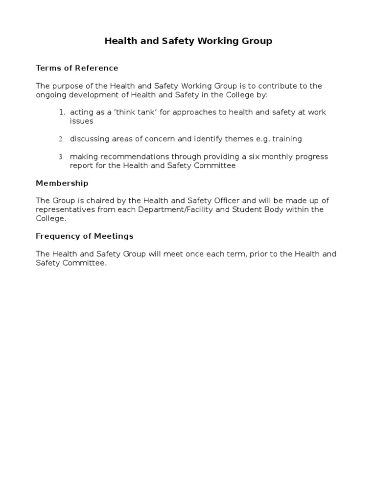 Healthand Safety Working Group | PDF | Career & Growth