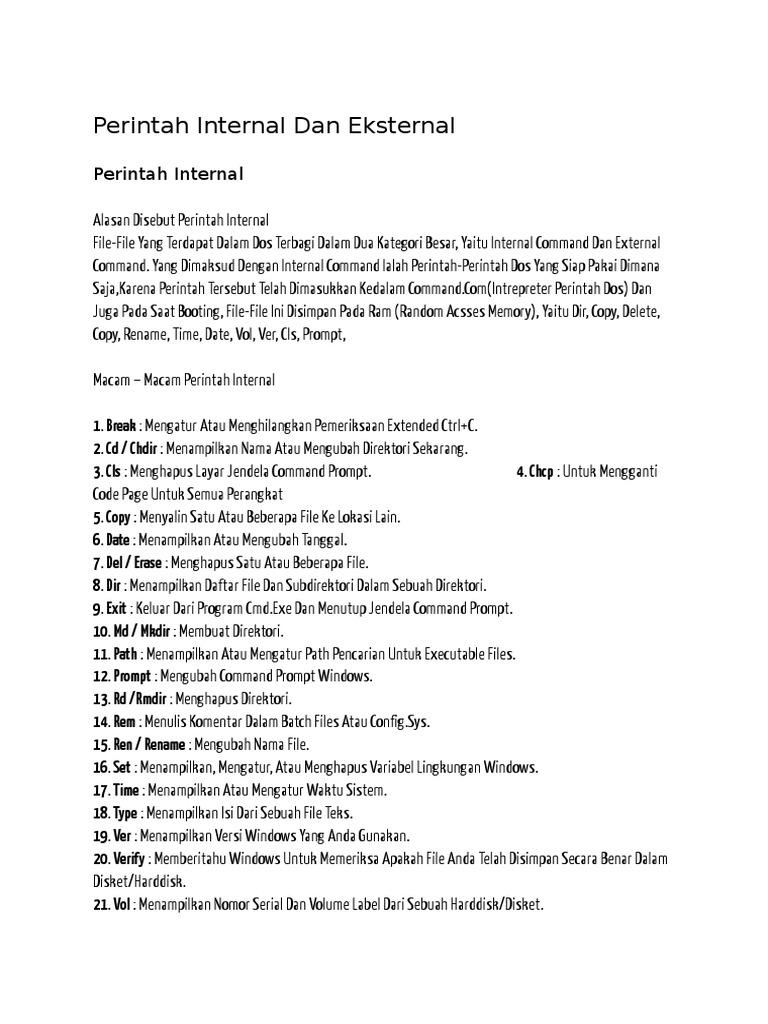 Perbedaan Internal Command Dan Eksternal Command