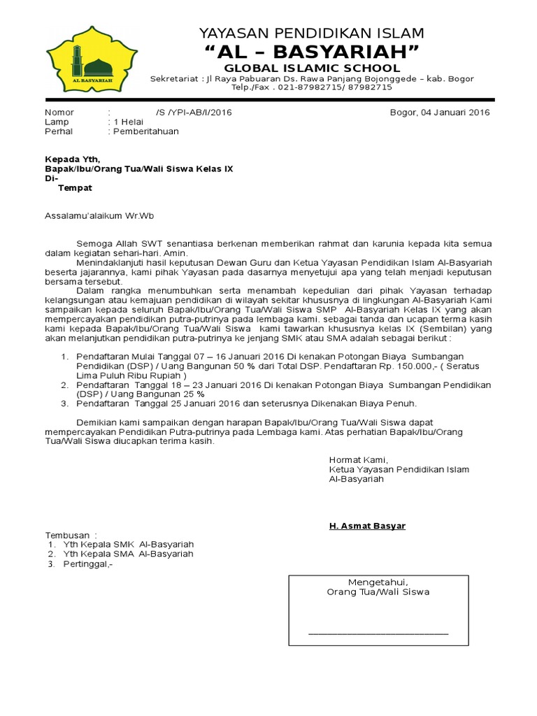 Surat PSB Potongan | PDF