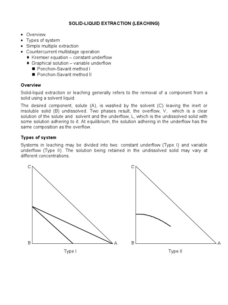 Solid-Liquid Extraction (Leaching) | PDF | Solution | Chemical Process Engineering