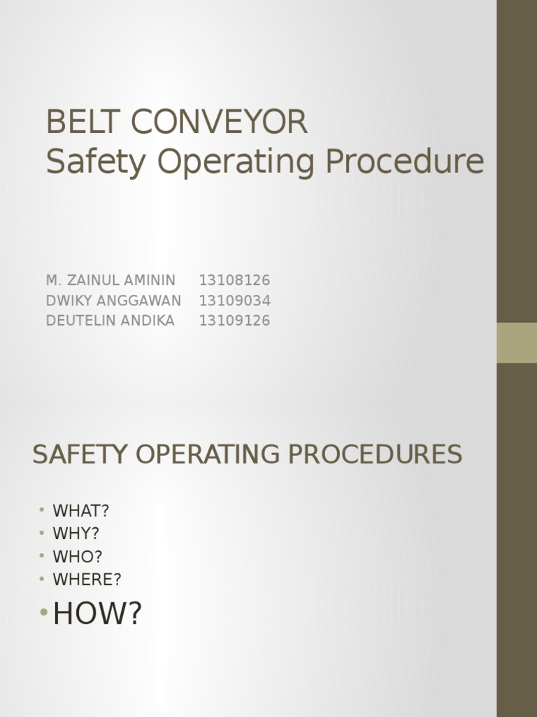 Belt Conveyor (Safety Operating Procedure) | PDF