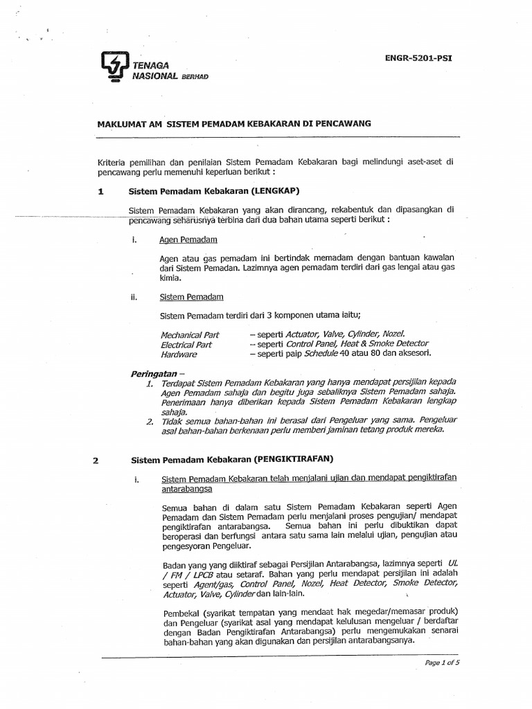 TNB Substation Fire Fighting System | PDF