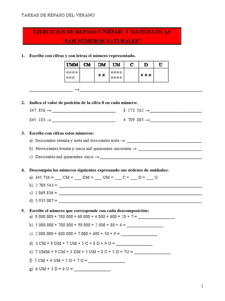 Esquema de Ejercicios para Matemáticas | PDF | División (Matemáticas) | Fracción (Matemáticas)