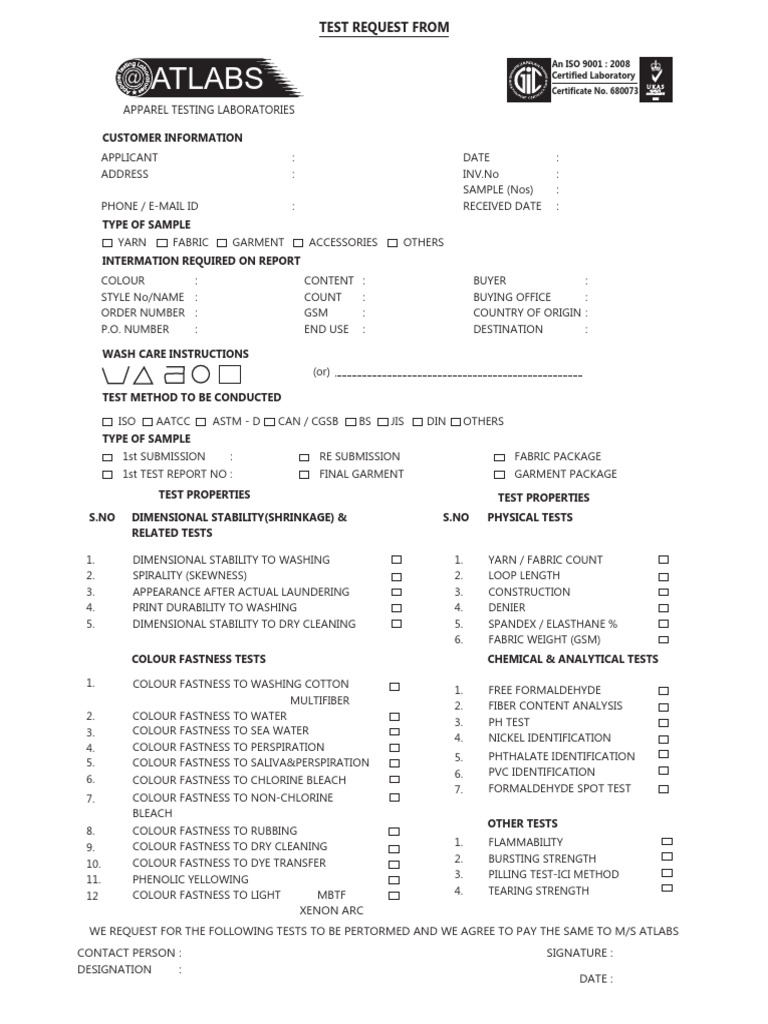 Apparel Testing Lab Services Overview | PDF | Technology & Engineering