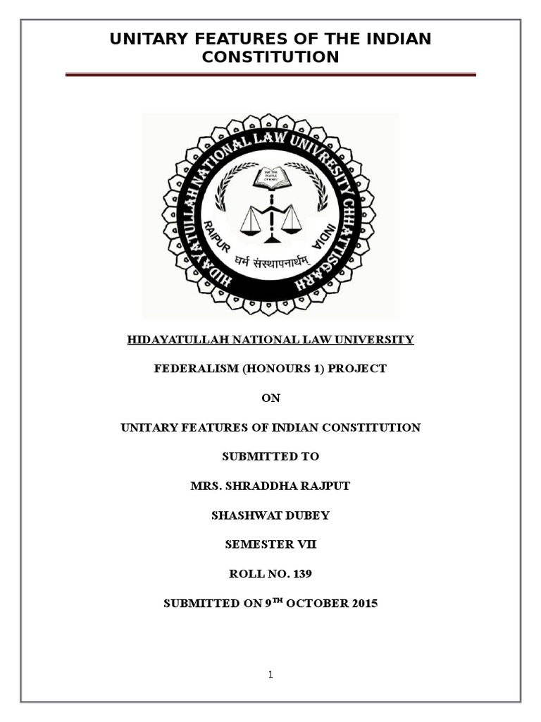 Unitary Features of Indian Constitution | PDF | Federalism | United ...