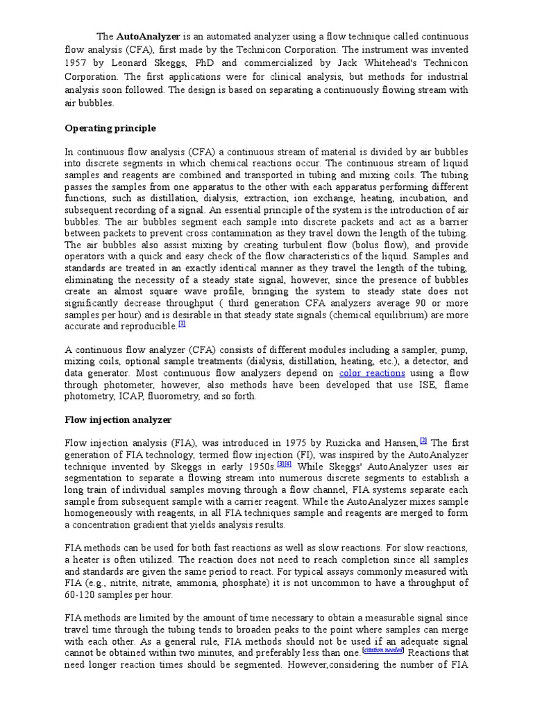 The AutoAnalyzer Is An Automated Analyzer Using A Flow Technique Called ...