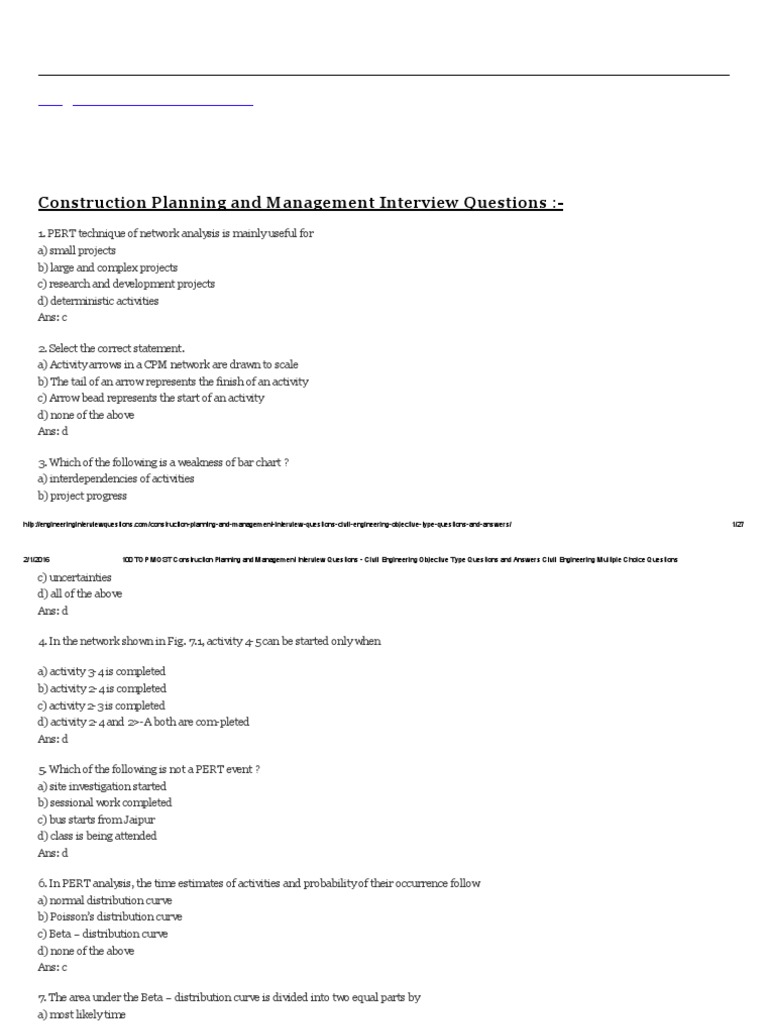 Civil Engineering Interview Prep | PDF | Tractor | Multiple Choice