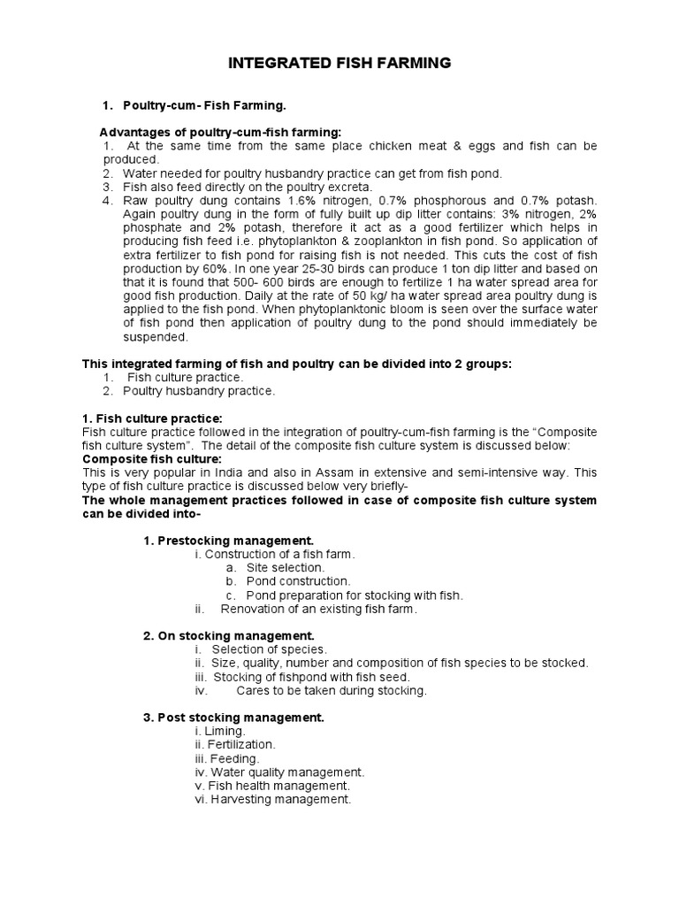 Poultry Fish Integration | PDF