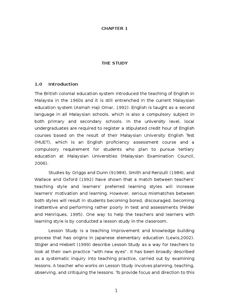 1 Chapter 1 Lesson Study | PDF | Teachers | Lesson Plan