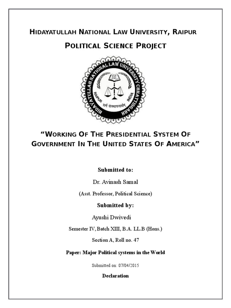 Political Science Project | PDF | Electoral College (United States) | Veto
