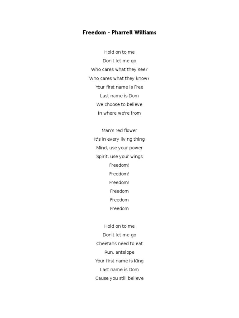 Freedom - Pharrell Williams | PDF